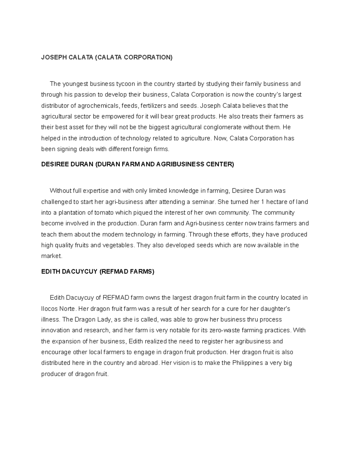 5 Filipino Successful Farmer Entrepreneur - JOSEPH CALATA (CALATA ...