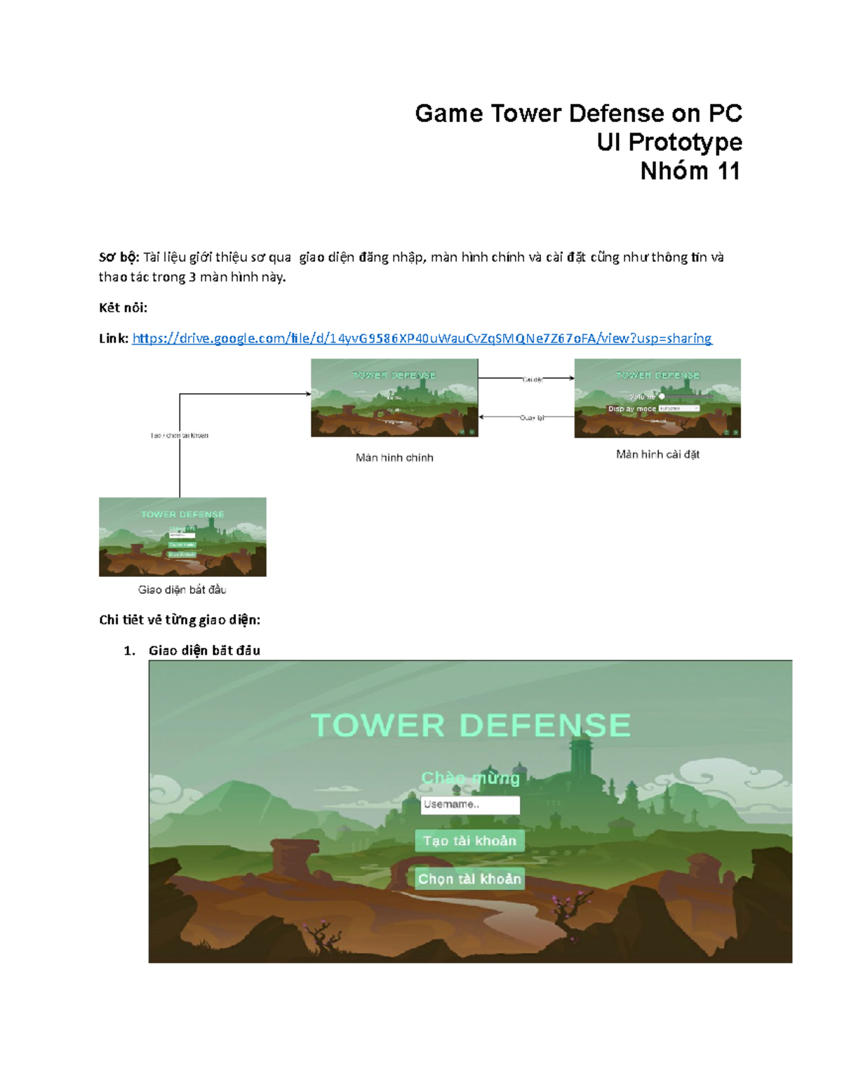 UI Prototype for Game Tower Defense on PC - Nhóm 11 - Studocu