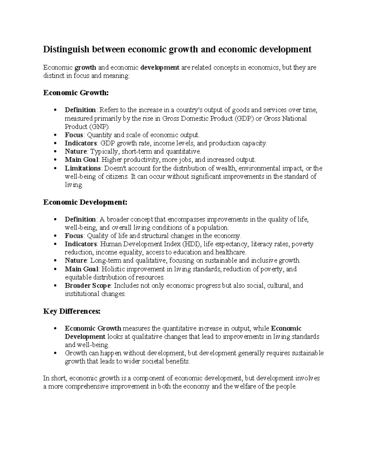 Economic Growth vs. Economic Development: Key Differences Explained ...