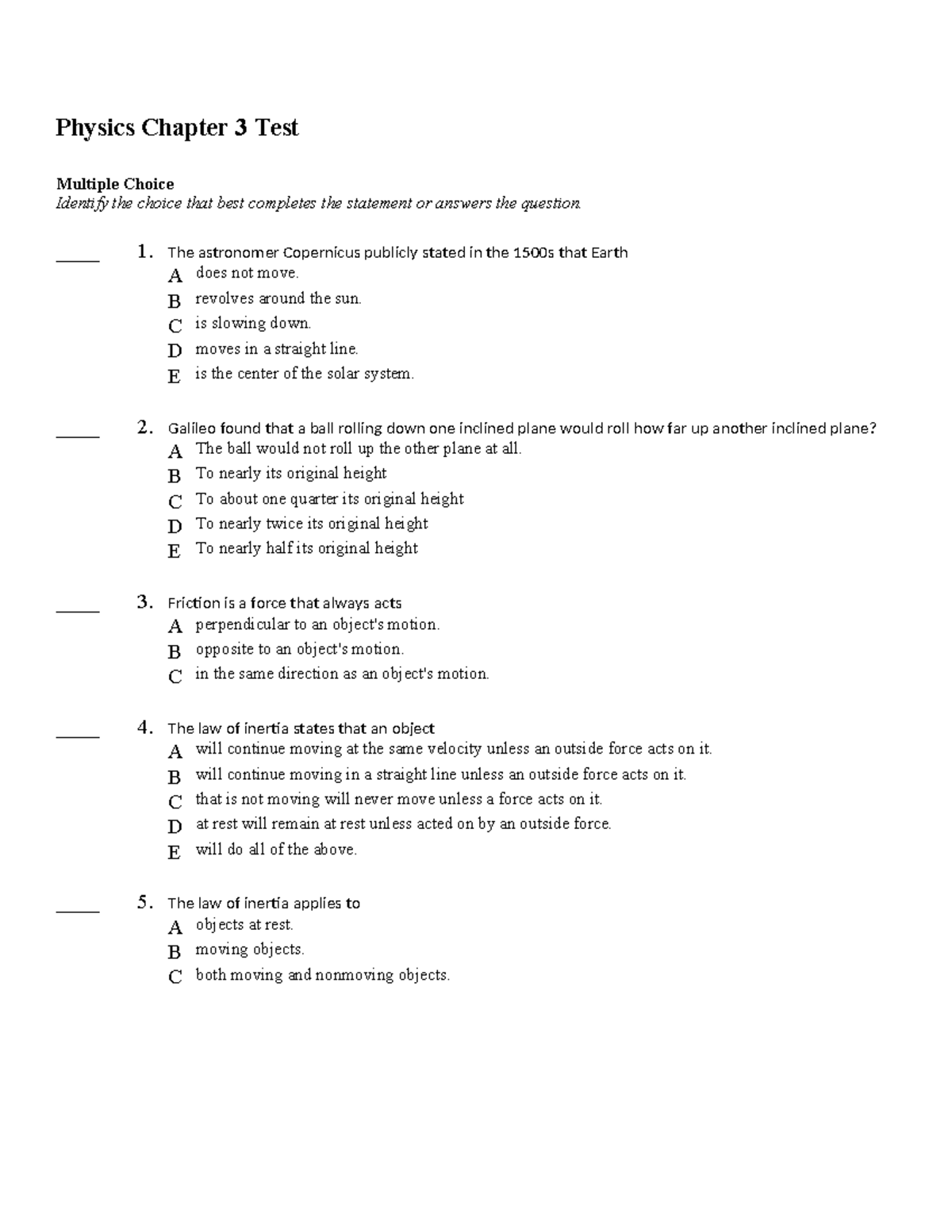 Physics Chapter 3 Test Questions and Answers (2023) - Studocu