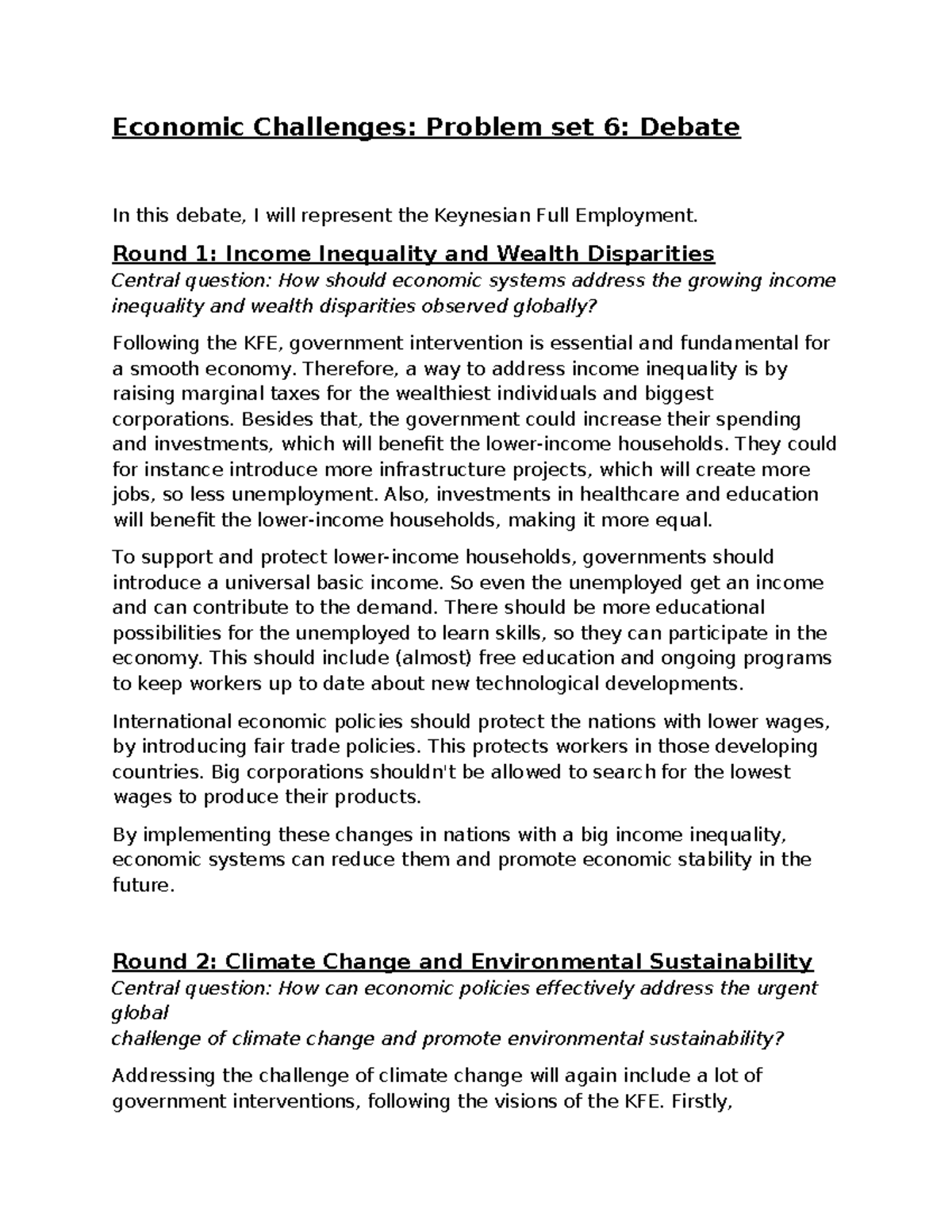 ECON 101: Tutorial 6 - Economic Challenges & Problem Set 6 Debate ...