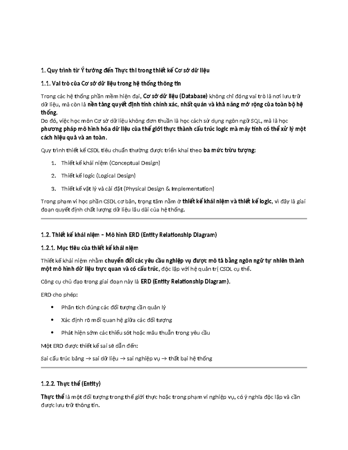 CSDL: Quy trình từ Ý tưởng đến Thực thi trong Thiết kế Cơ sở dữ liệu ...
