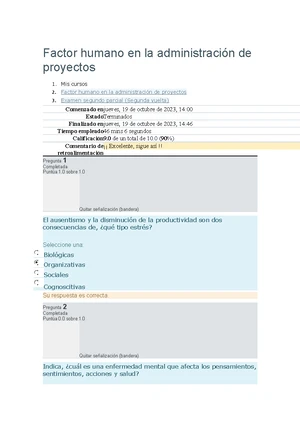 Modalidad de exámenes Semana 2: Revisión del intento - Factor humano en la administración de ...