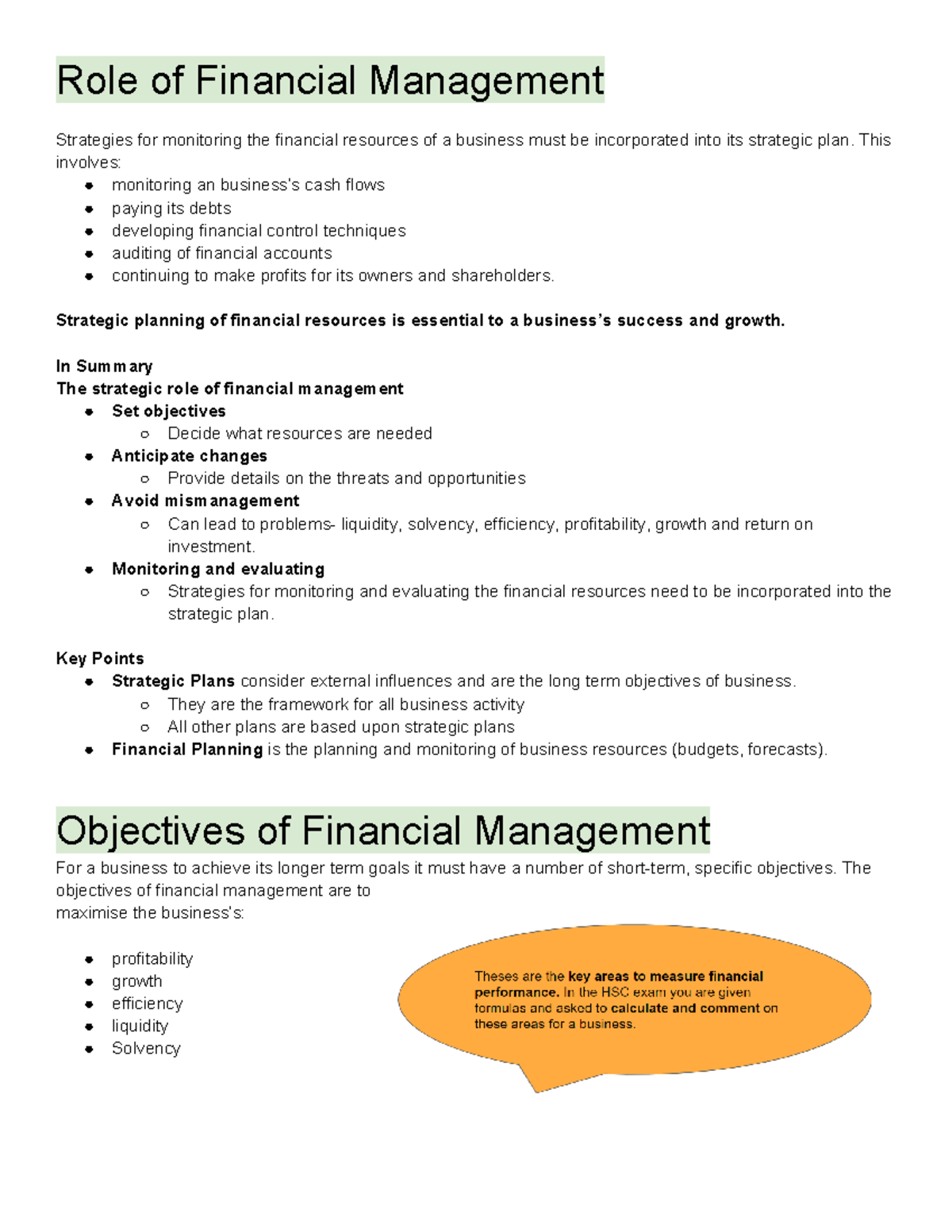 Role of Financial Management Practice Material - Role of Financial ...