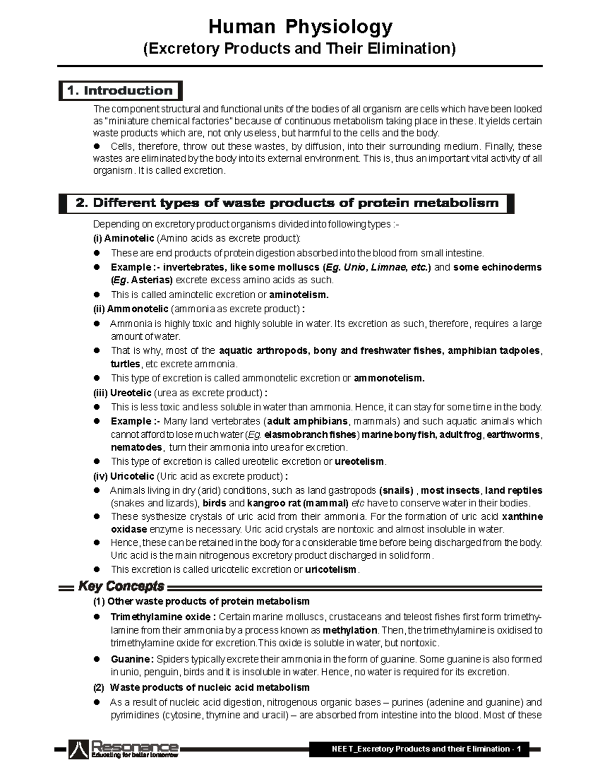 NEET_12 Excretory System: Comprehensive Study Notes - Studocu