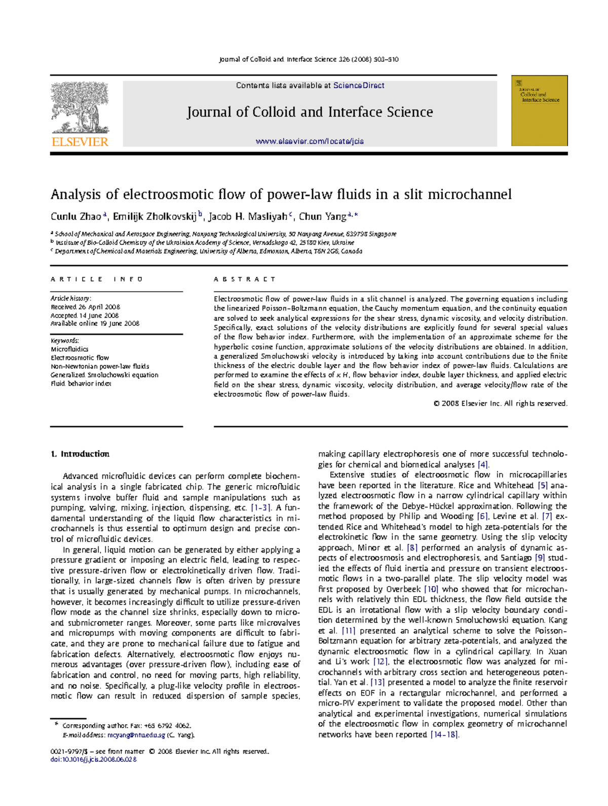 Analysis of Electroosmotic Flow of Power-Law Fluids in a Slit ...