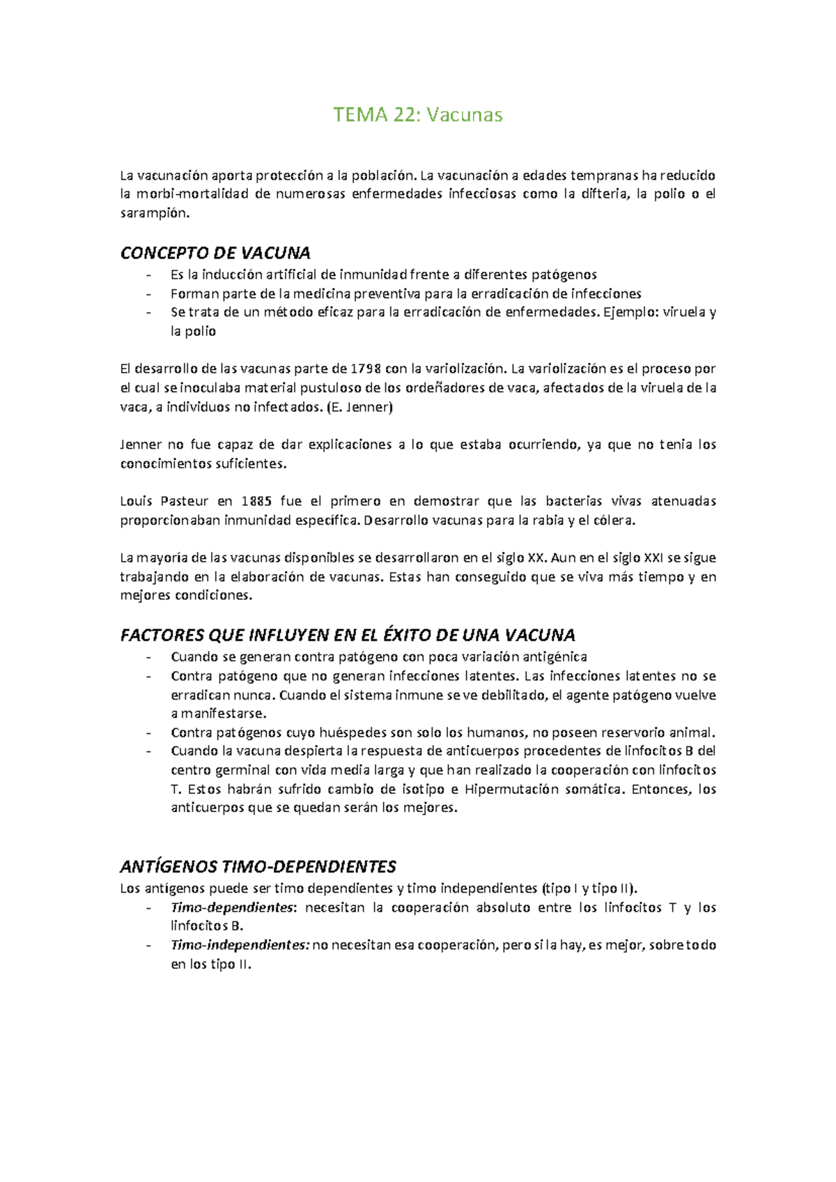 TEMA 22-Vacunas - Biomedicina US - Warning: TT: undefined function: 32 TEMA 22: Vacunas La - Studocu