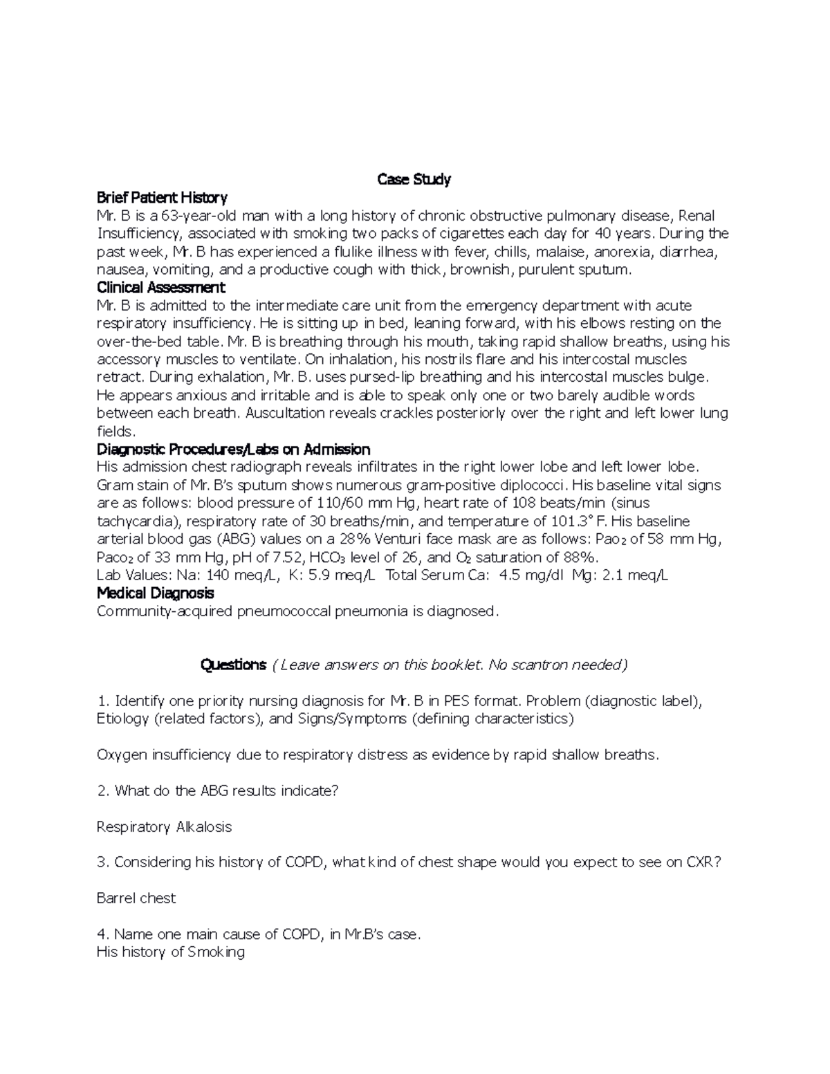 COPD Case Study-1: Understanding Acute Respiratory Distress - Studocu