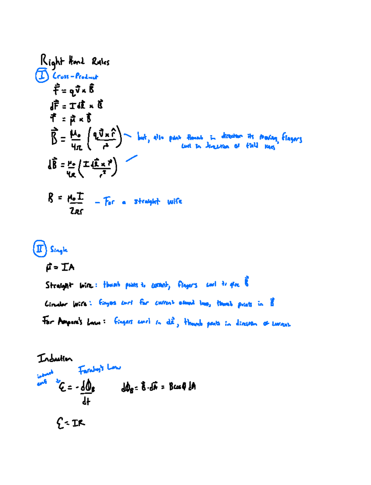 Phys Cheat Sheet: Right Hand Rules & Laws of Electromagnetism - Studocu