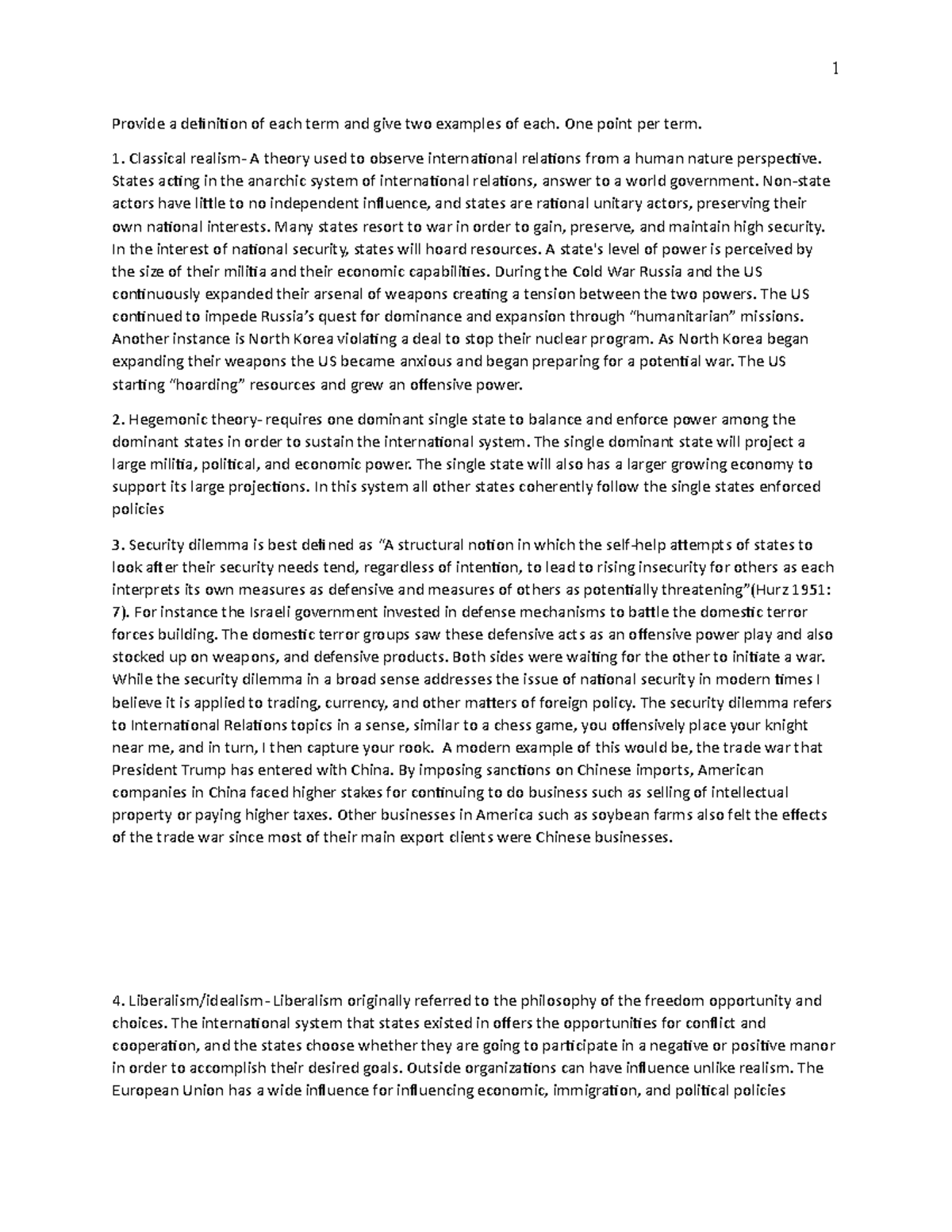 Unit 3 Essay 3 - Grade: 100% - 1 Provide a definition of each term and ...
