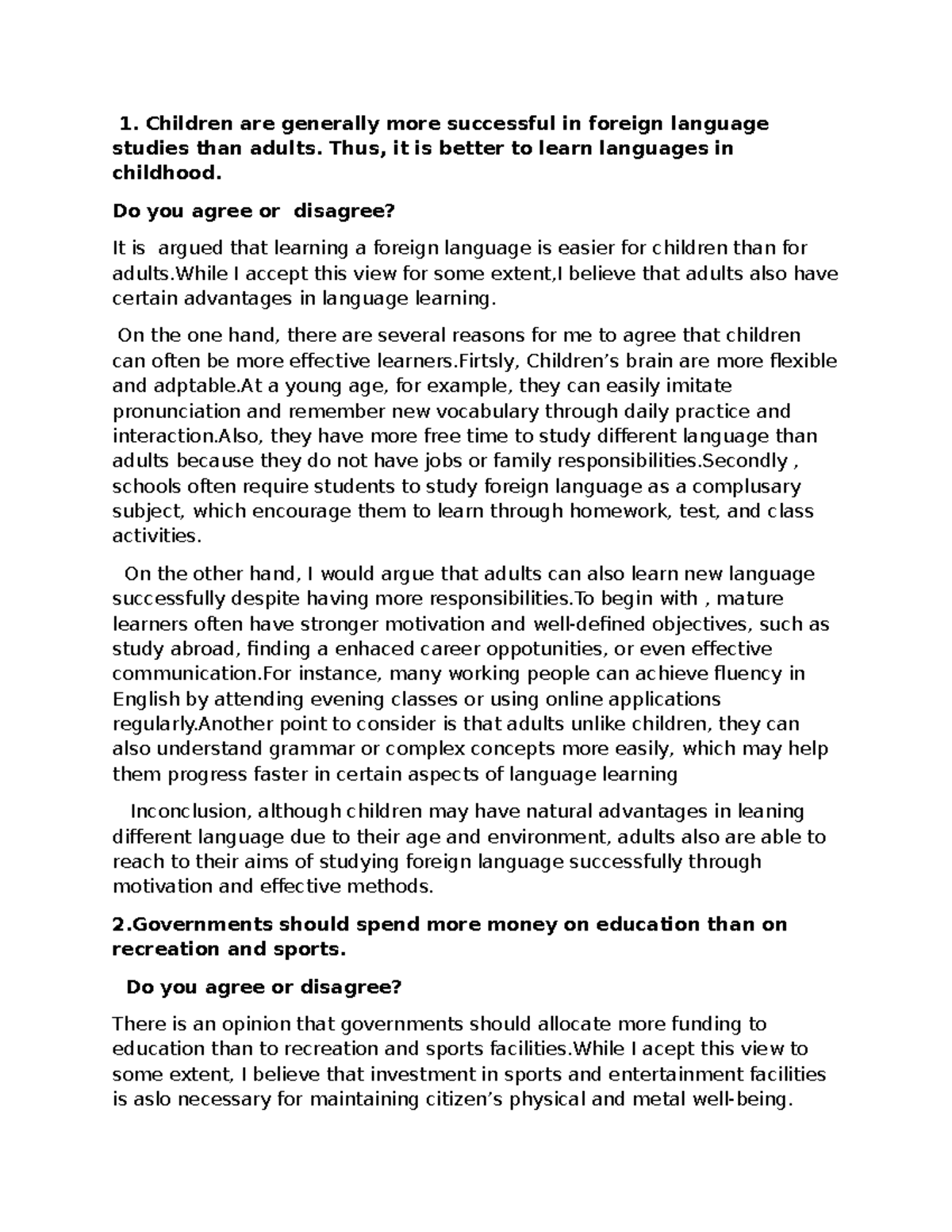 Writ. Task 22: Language Learning & Education Funding Perspectives - Studocu