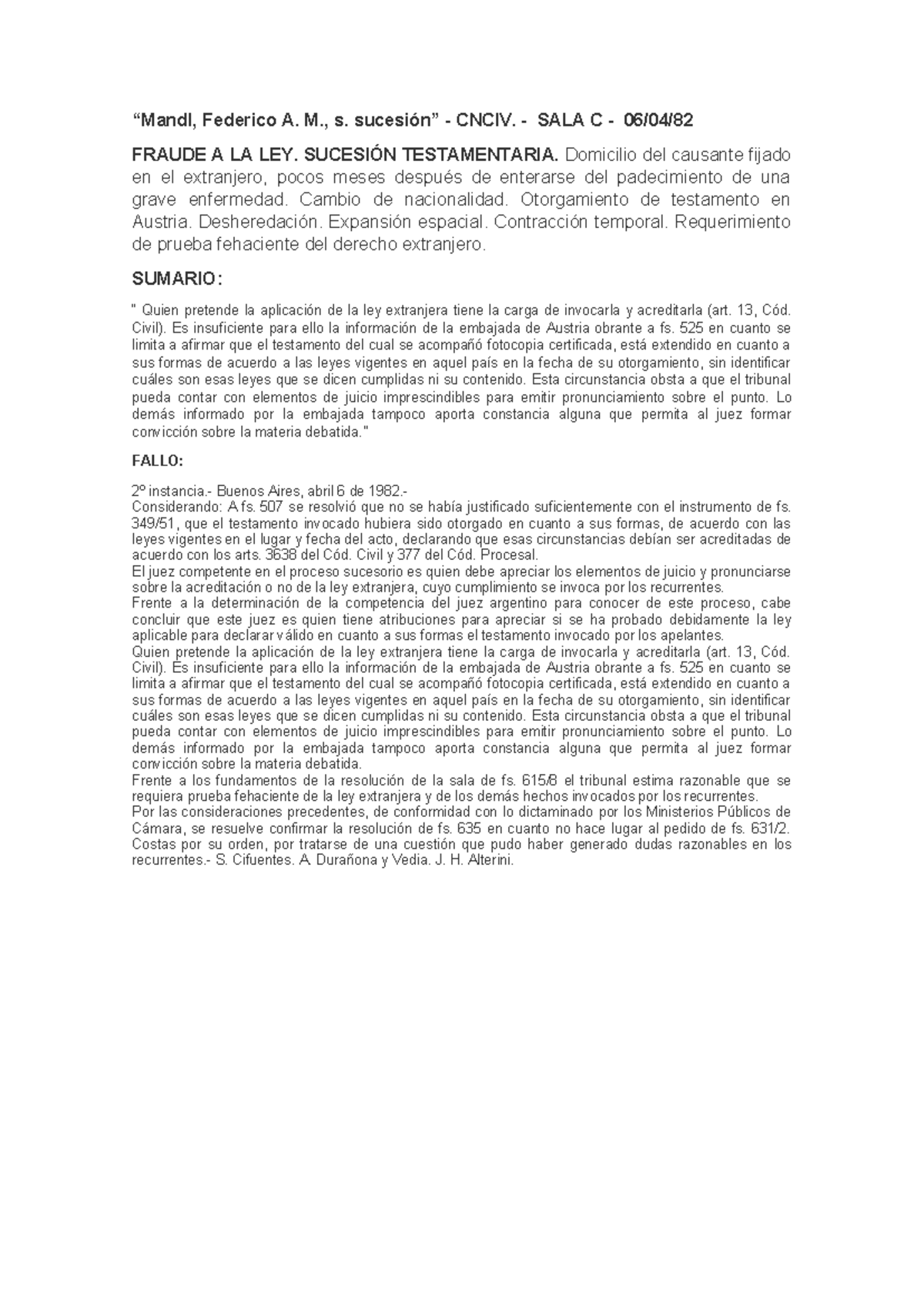 Fallo Mandl Sumariado - Orden Publico - “Mandl, Federico A. M., s ...