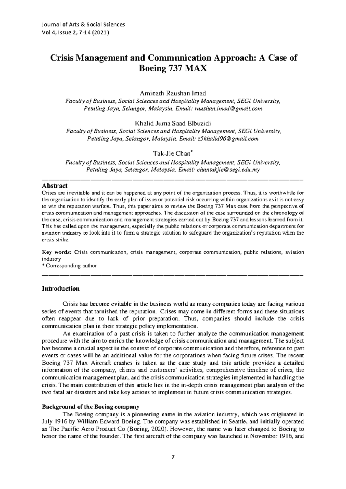 Crisis Management & Communication: Boeing 737 MAX Case Study (BUS 2021 ...