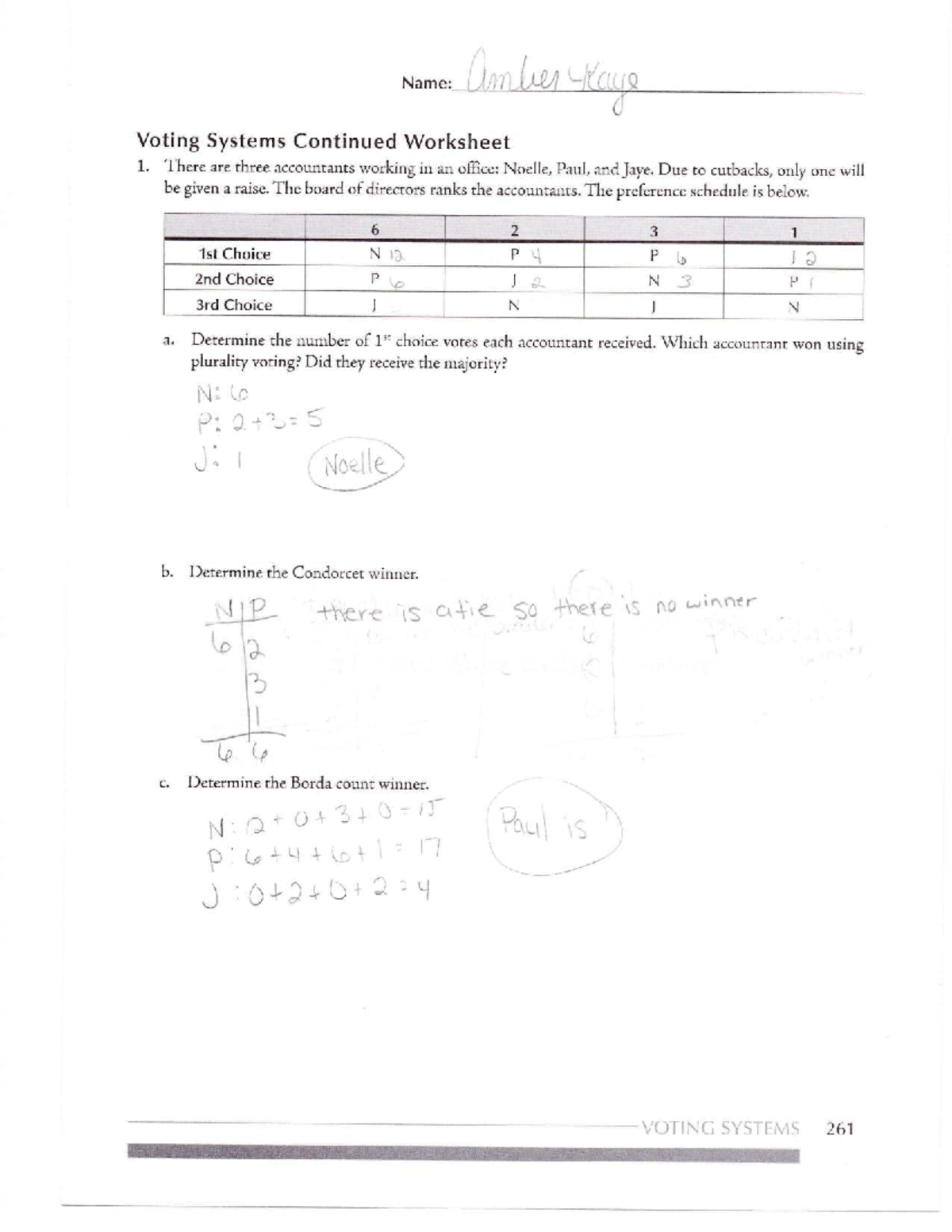 Voting Systems Analysis Worksheet (Math 5) - Studocu