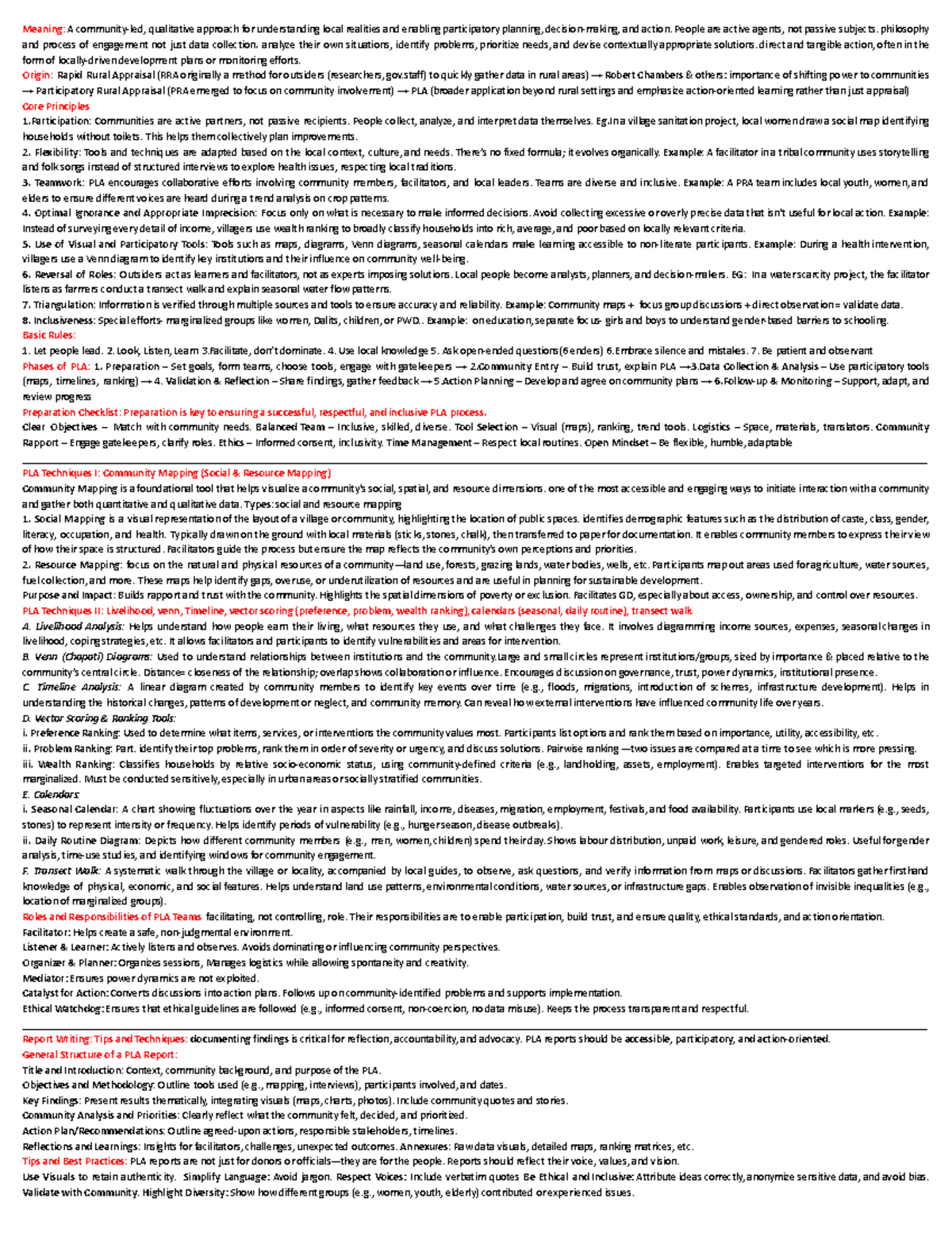PLA Techniques and Principles: Understanding Local Realities (Course ...