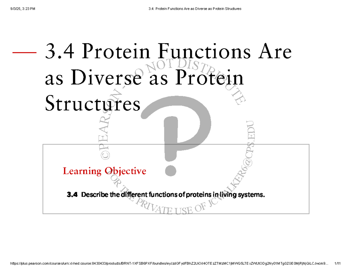 3.4: Protein Functions - Diversity in Structures and Catalytic Roles ...