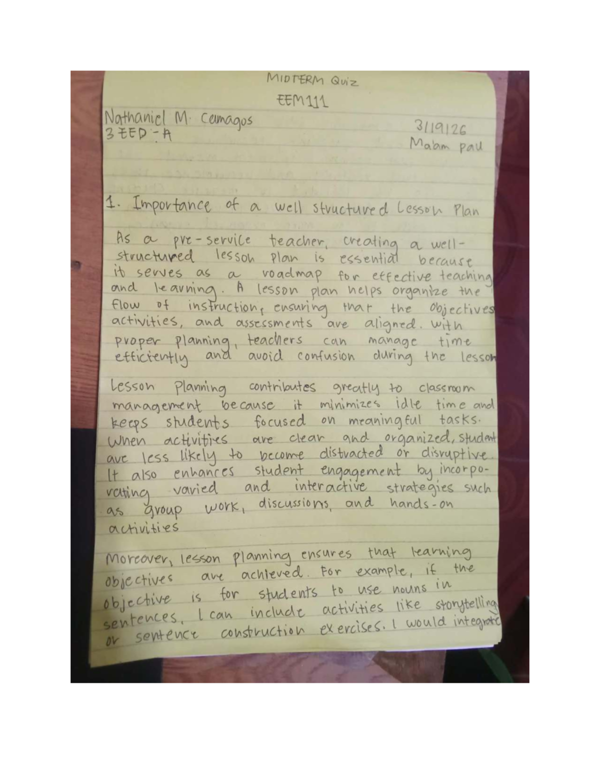 MIDTERM Quiz: Learning Materials for Quizzes in Quim MU - Studocu