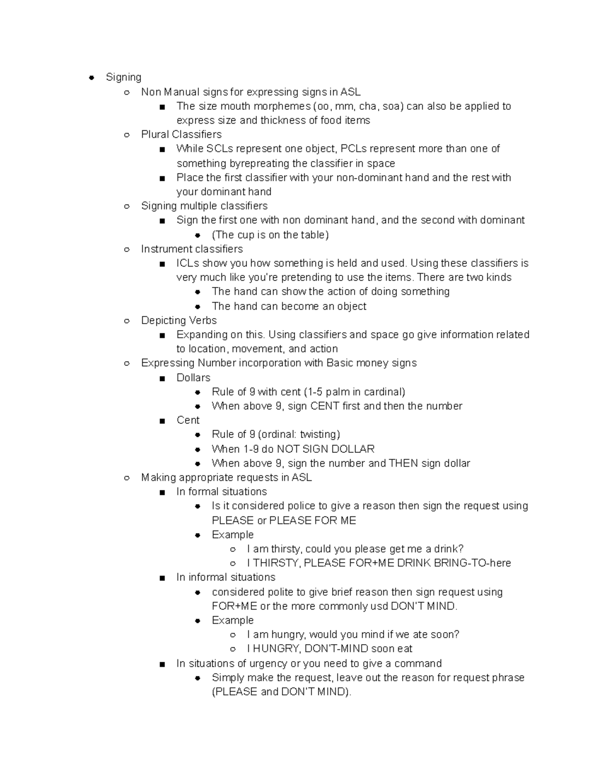 Signing Non Manual signs for expressing signs in ASL - Studocu