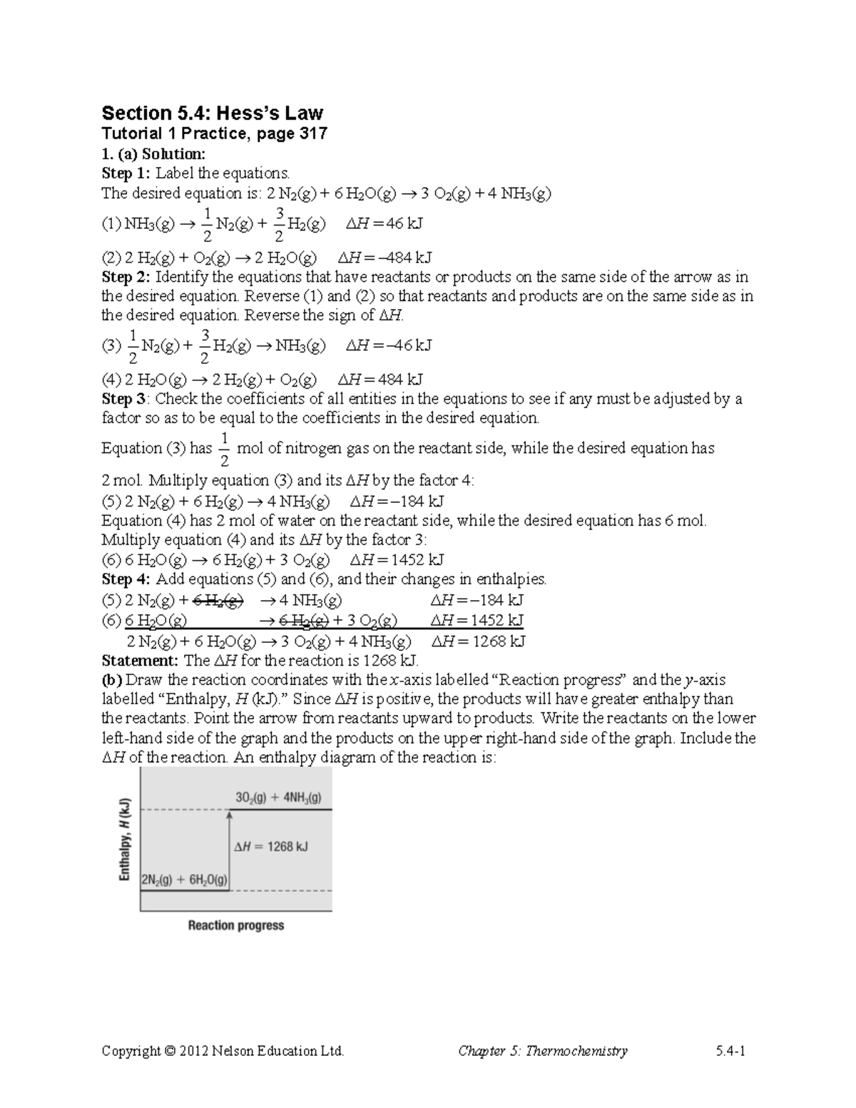 Chem12 sm 05 4 - Hard work - Section 5: Hess’s Law **Tutorial 1 ...