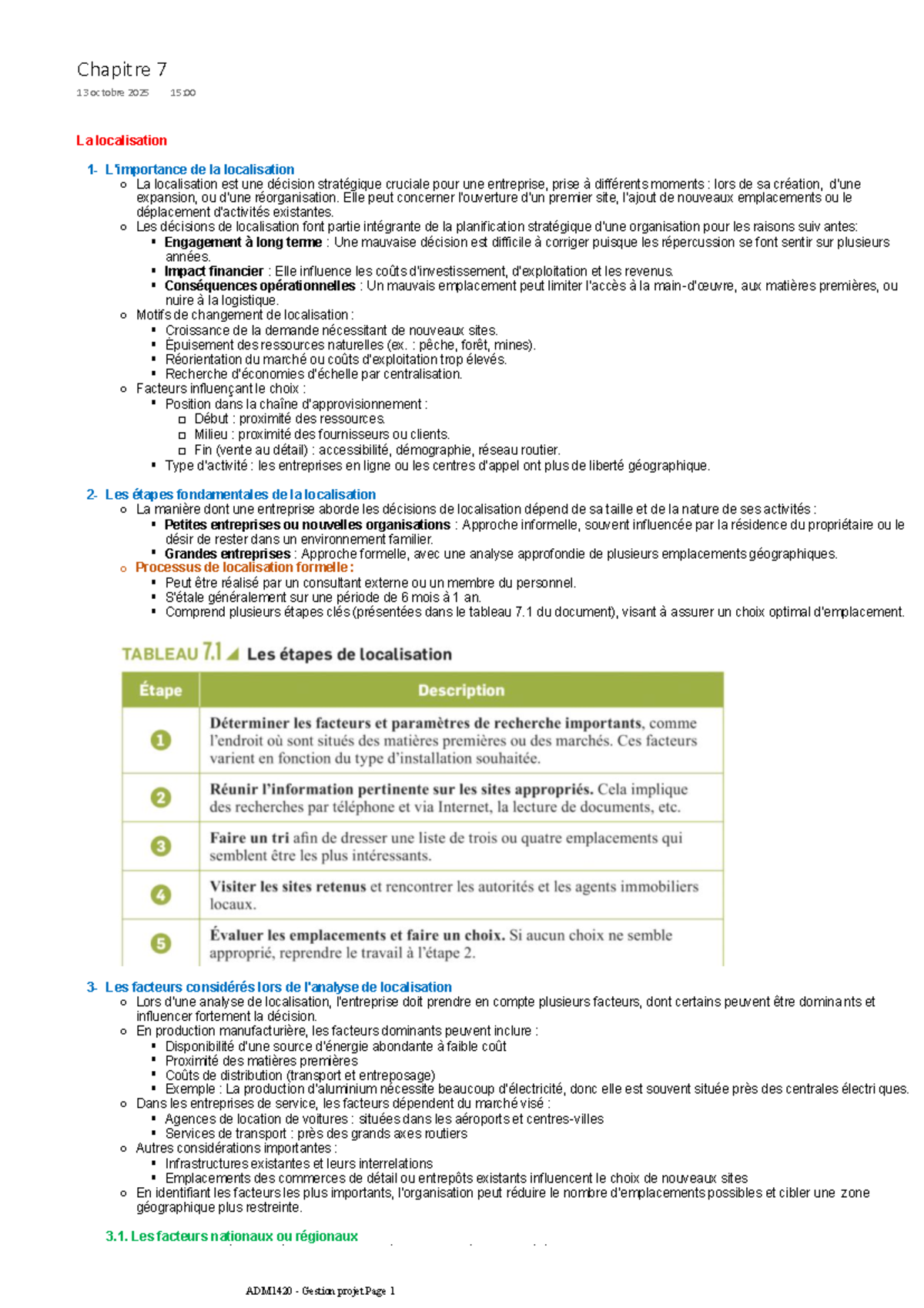 Chapitre 7 - Notes de cours sur la Localisation Stratégique (ADM1420 ...