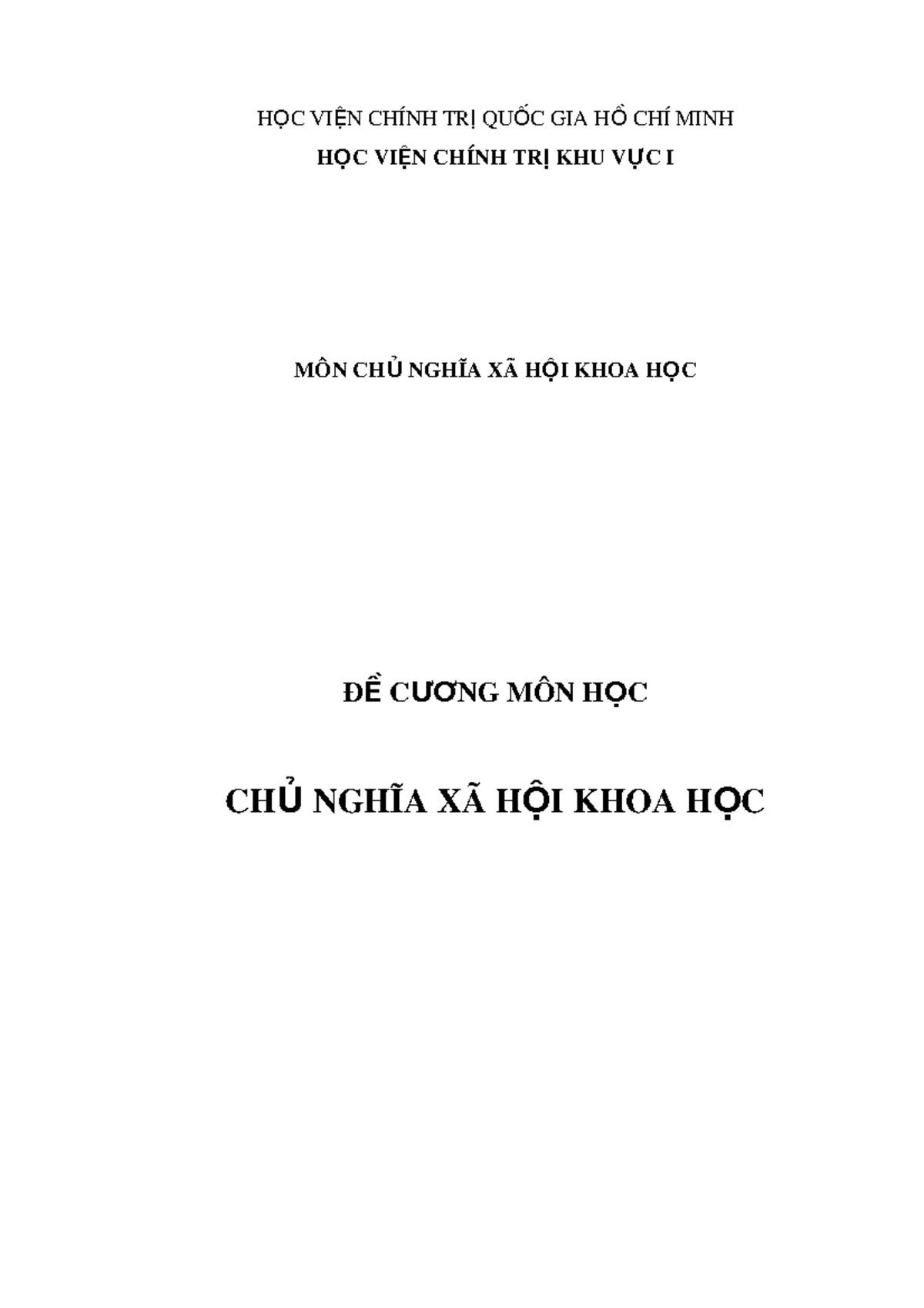 Đề cương môn học Chủ nghĩa xã hội khoa học 1258231 - Chi tiết học phần ...