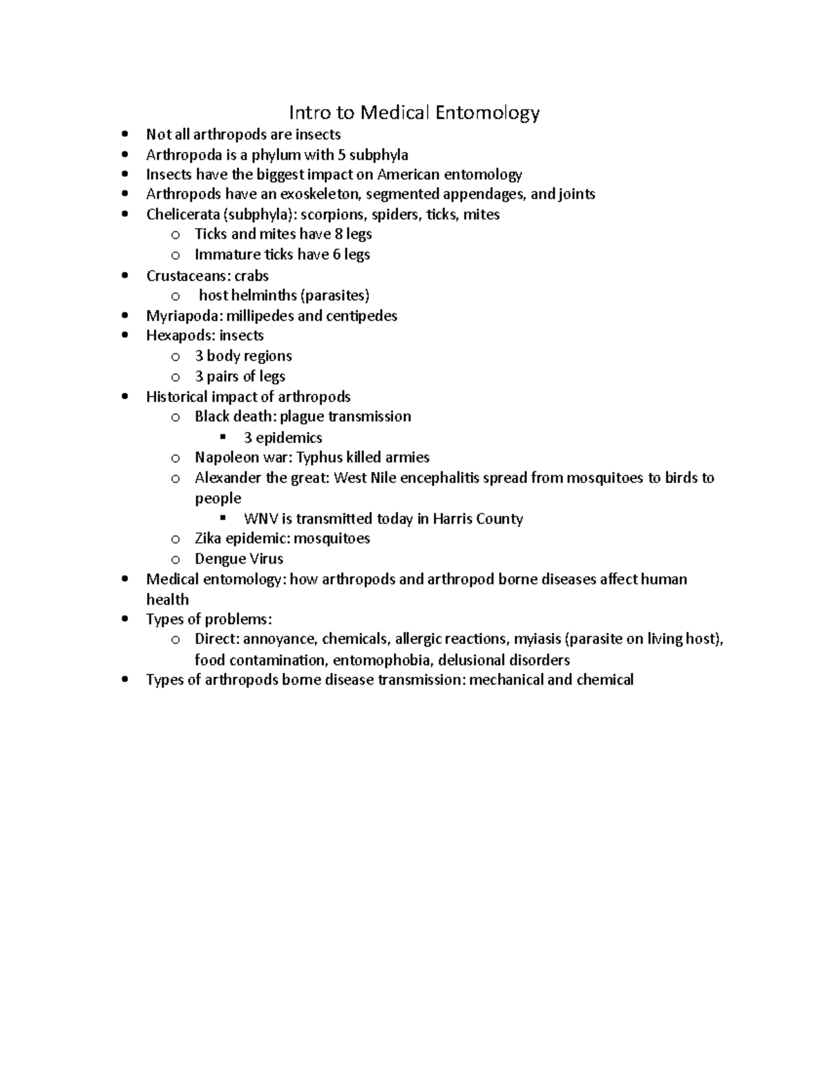 Medical Entomology Lecture Notes: Introduction & Key Concepts - Studocu