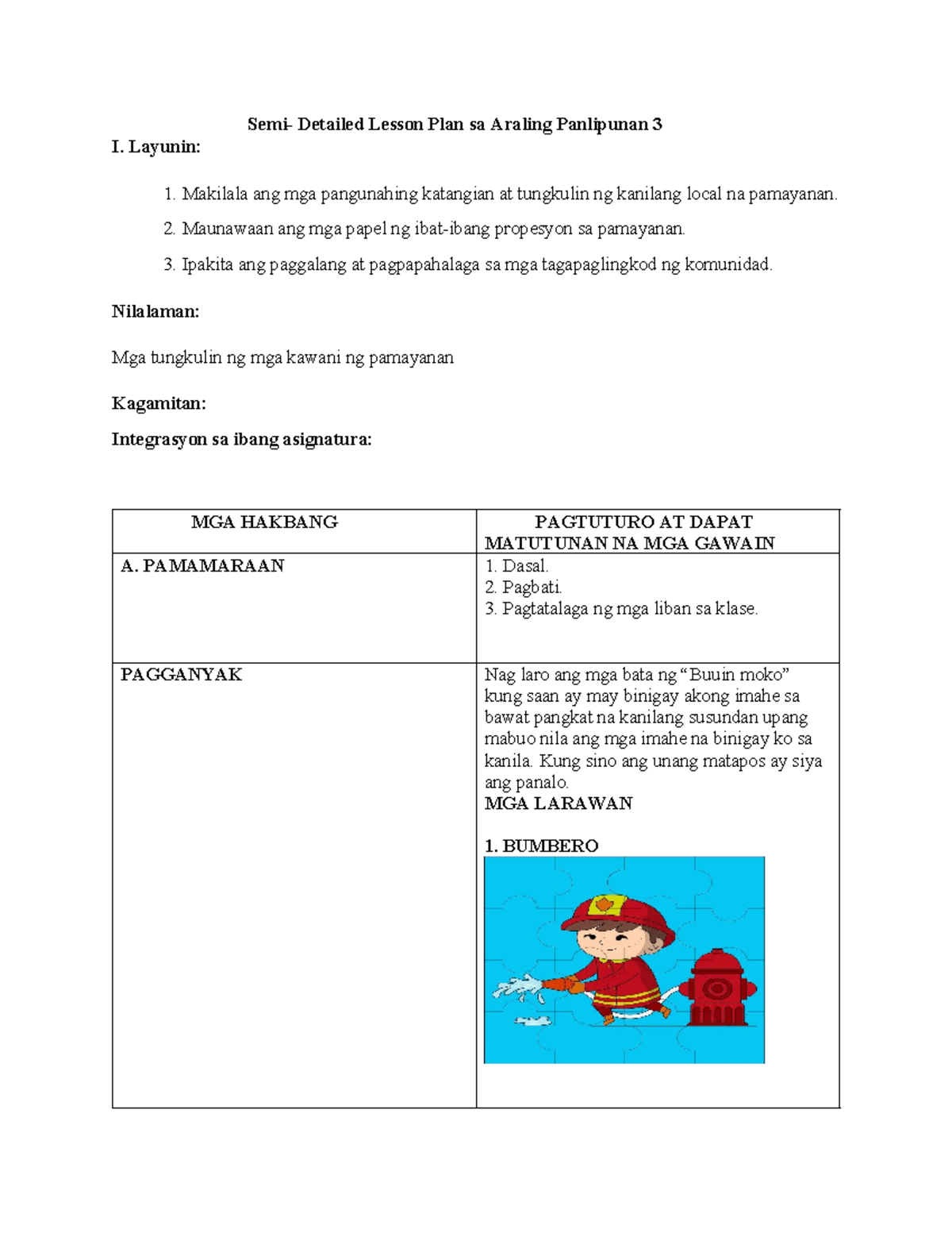 SSC101 SDLP - Semi-Detailed Lesson Plan on Local Community Roles - Studocu
