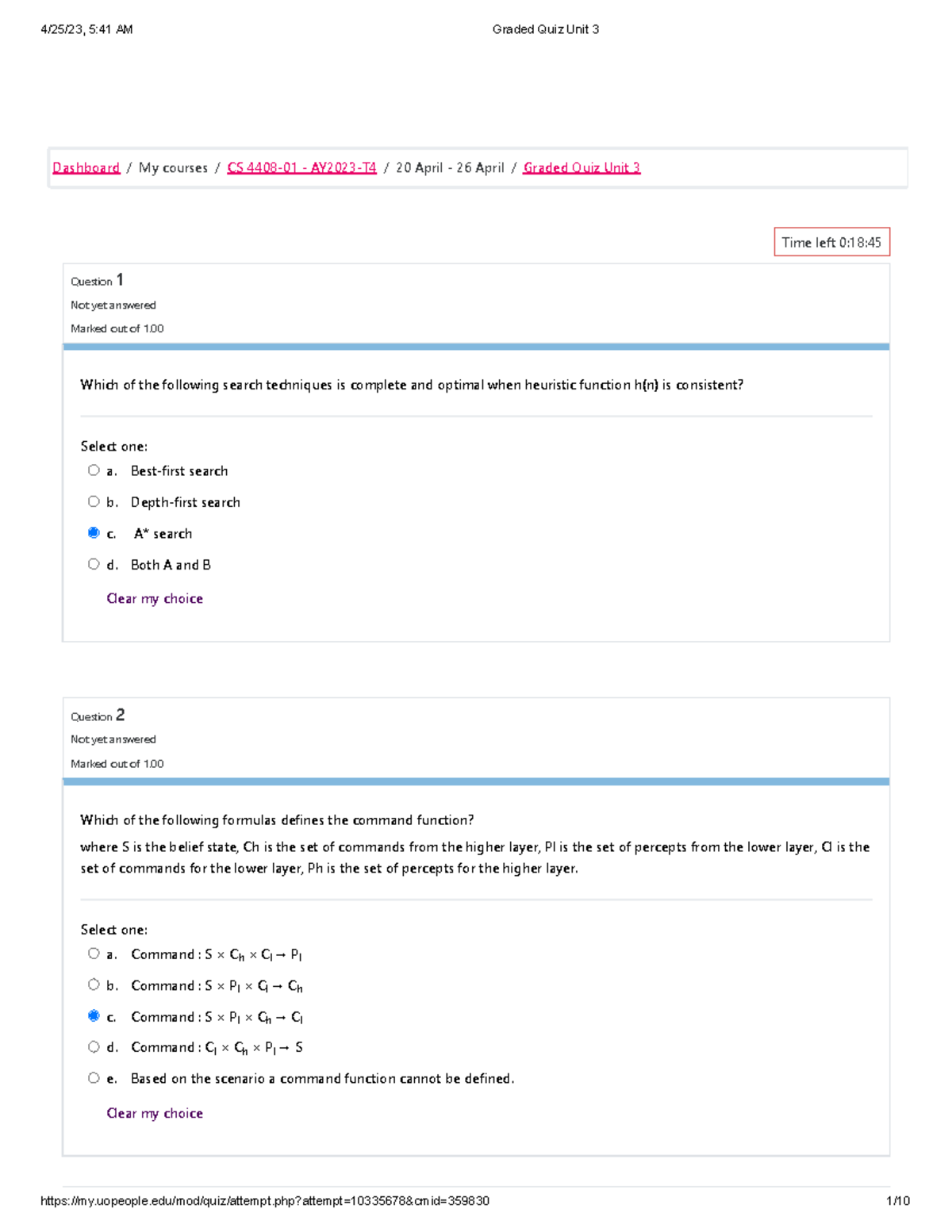 CS 4408-01 Graded Quiz: Unit 3 Questions & Answers - Studocu