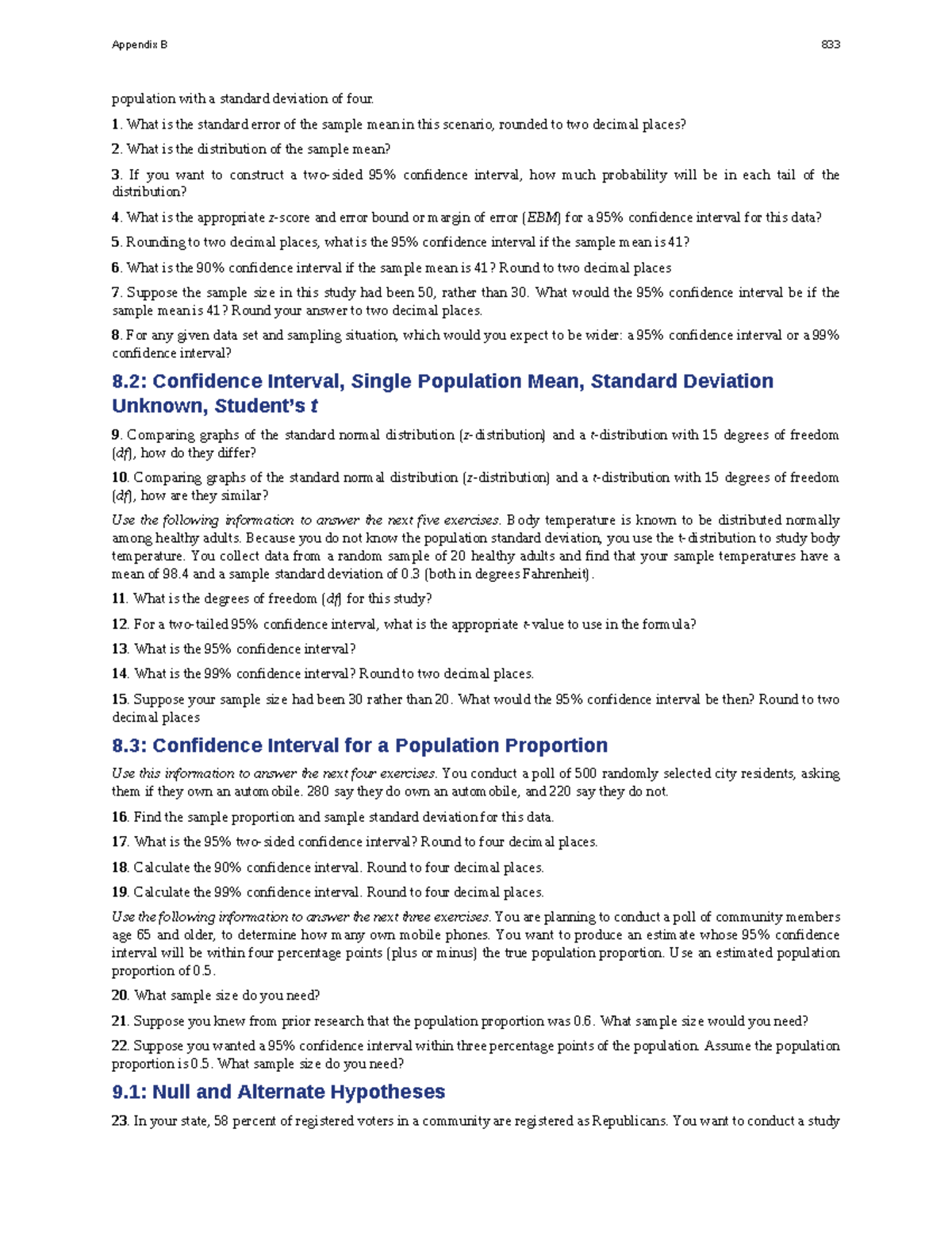 Appendix B: Confidence Intervals and Standard Errors in Introductory ...
