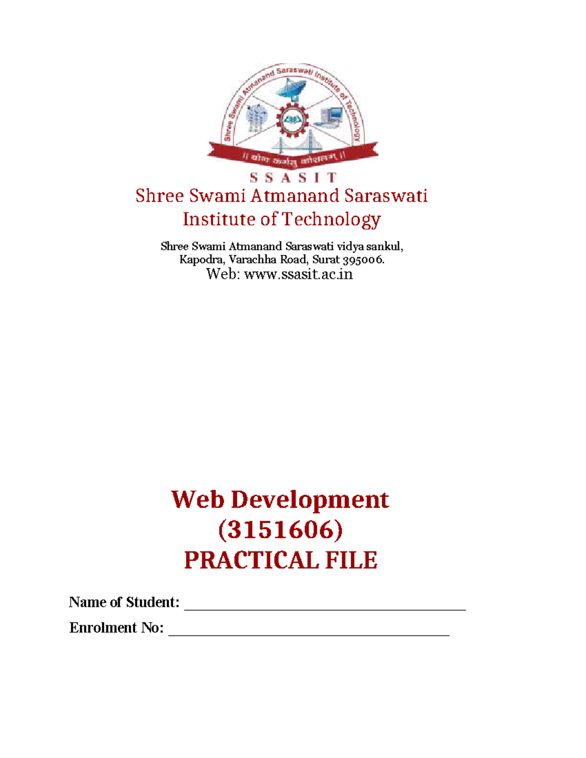 Web Development Practical File (3151606) - 5th Semester Tasks - Studocu