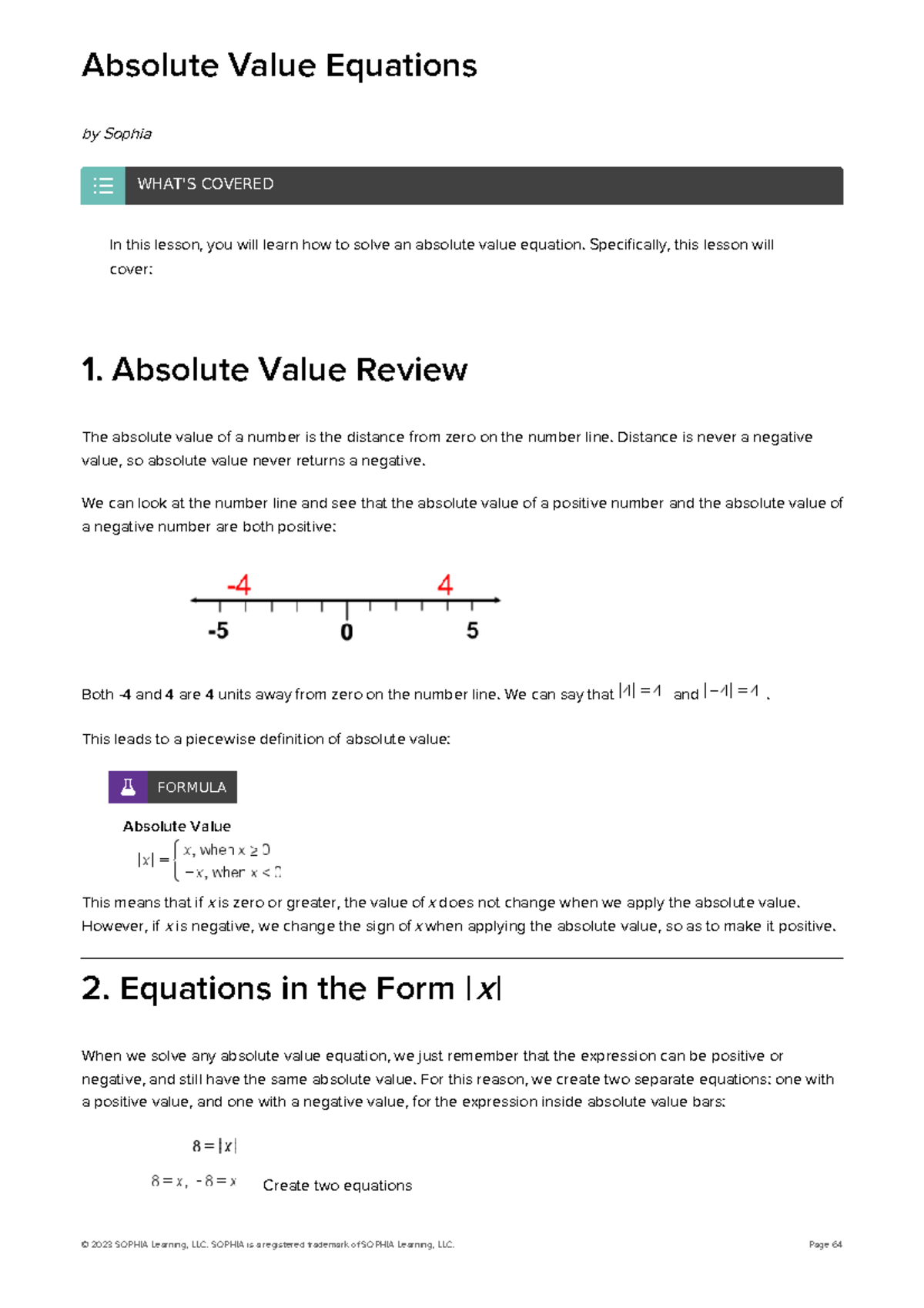 College Algebra Unit 2: Absolute Value Equations & Inequalities - Studocu
