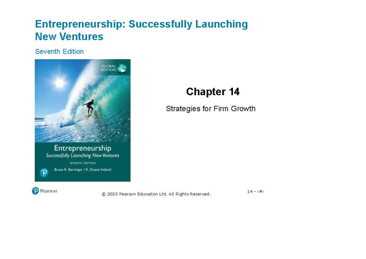 Entrepreneurship (ENT 101): Chapter 14 - Strategies for Firm Growth ...