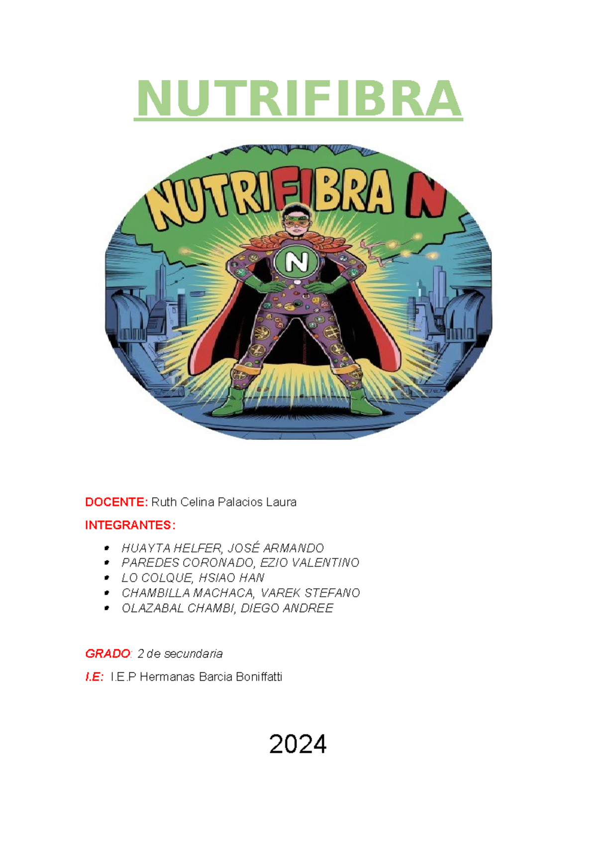 Nutrifibras- Informe - DESCRIPCION IONES Y CATIONES EN SISTEMA ...