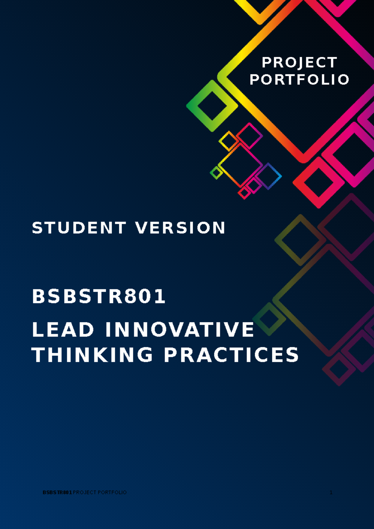BSBSTR 801 Project Portfolio: Leading Innovation in Organizations - Studocu