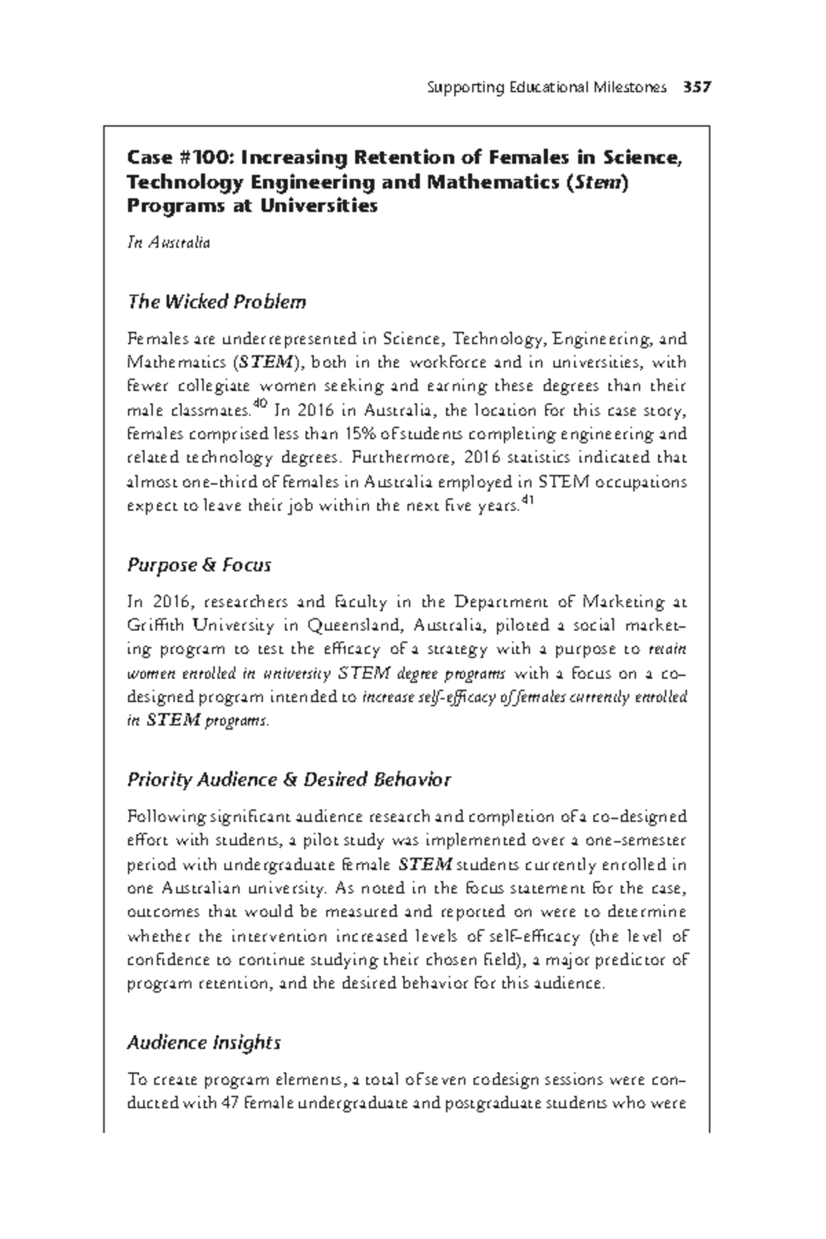 Increasing Retention of Females in STEM Programs 357 Case Study - Studocu