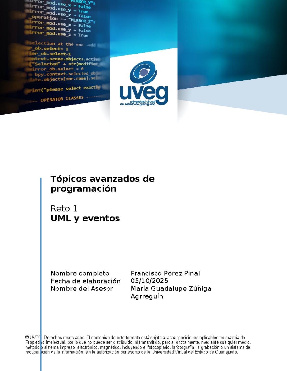 Tópicos Avanzados de Programación Reto 1: UML y Eventos - Studocu