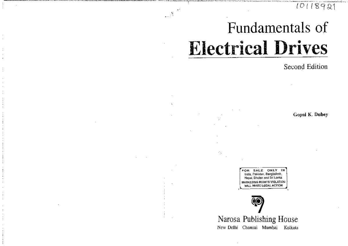 Fundamentals of Electrical Drives - G.K. Dubey (2nd Edition) Notes ...