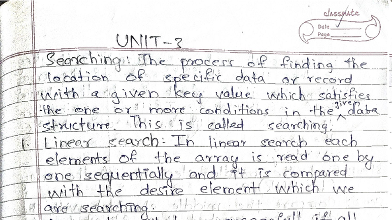 DSA Unit 3: Searching Algorithms and Sorting Techniques - Studocu