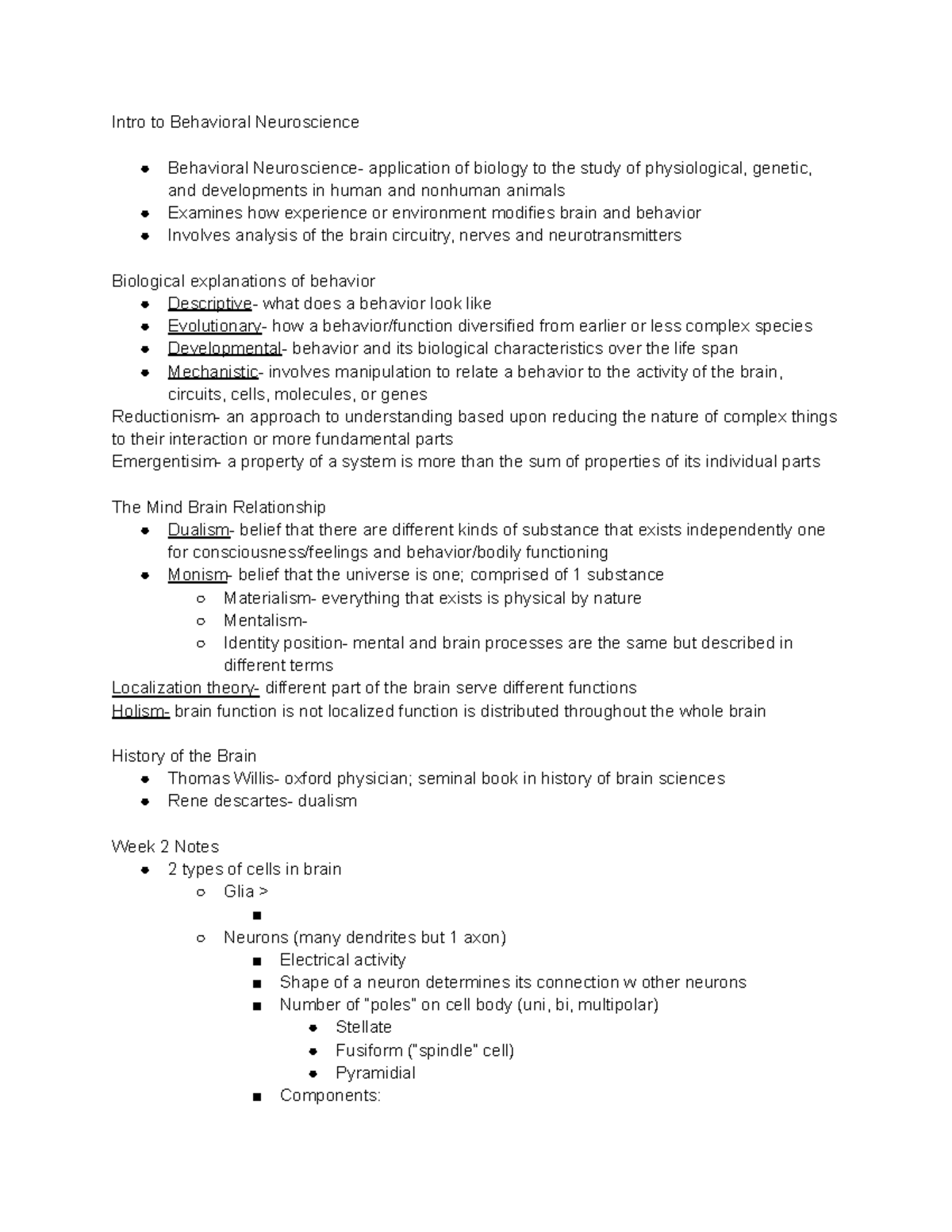 Intro to Behavioral Neuroscience - Studocu