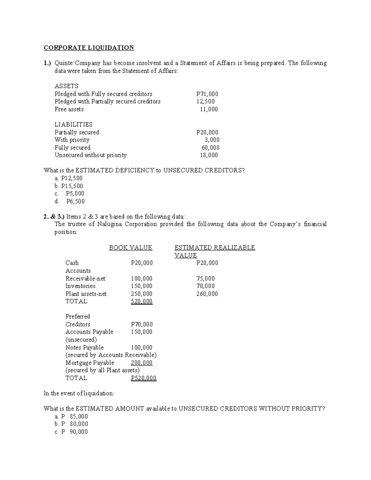 Corporate Liquidation Case Study Analysis (FIN 301) - Studocu