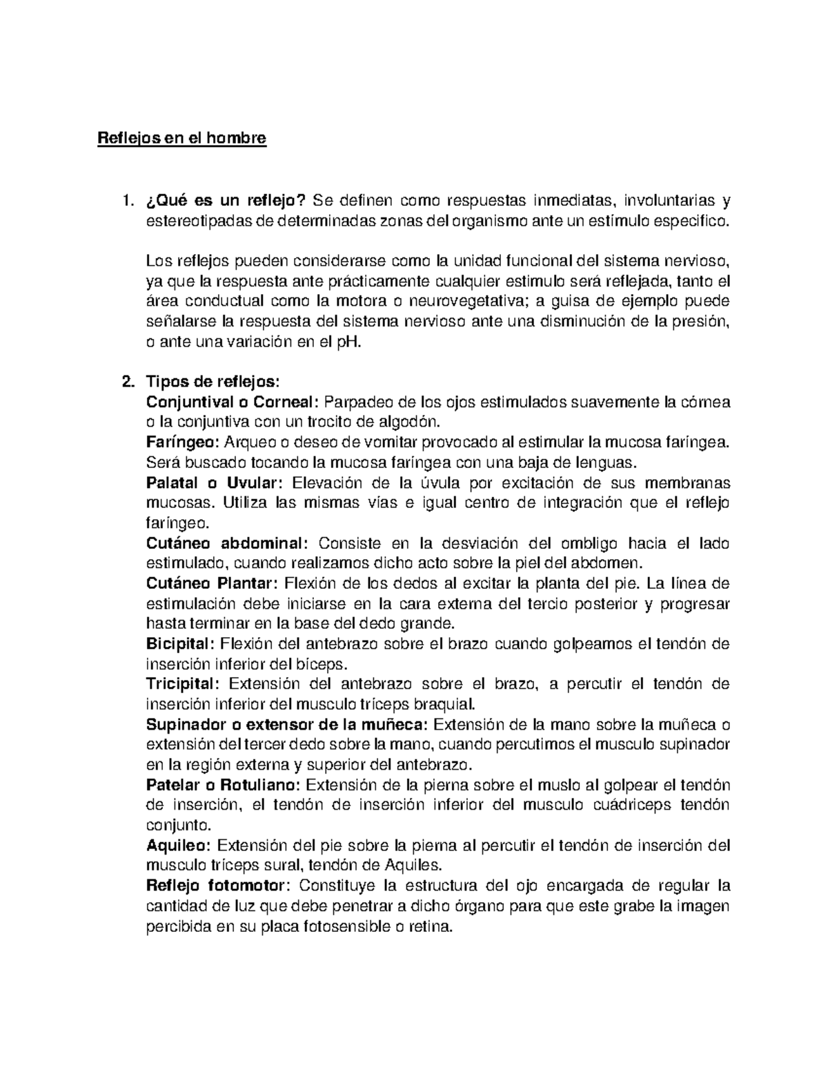 Reflejos Humanos y su Fisiología: Clasificación y Funciones Esenciales ...