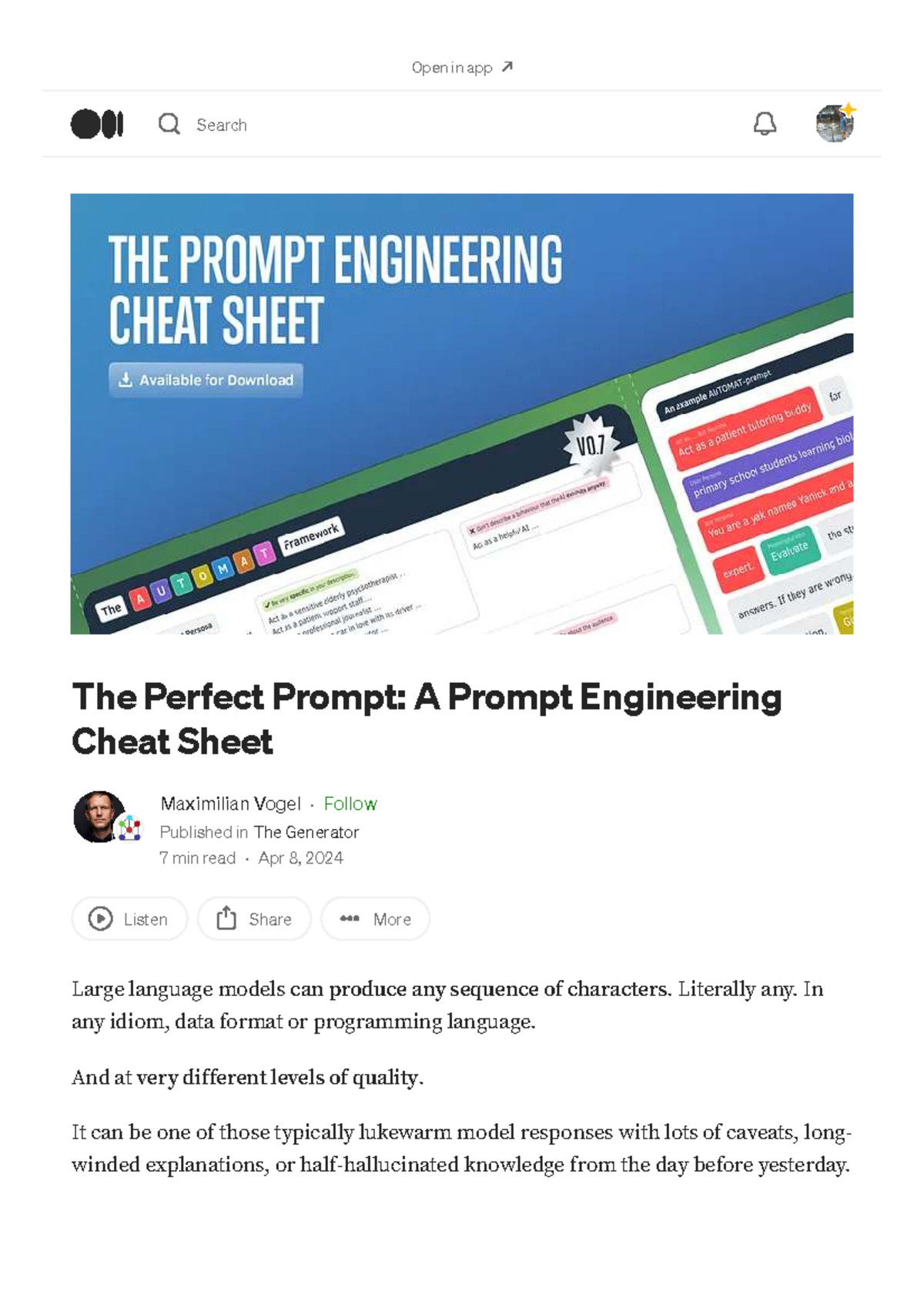 The Perfect Prompt: A Prompt Engineering Cheat Sheet (2024) - Studocu