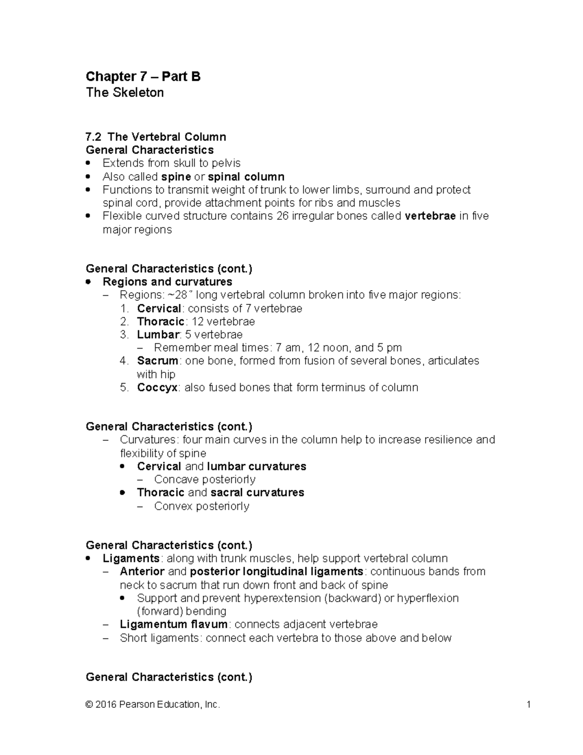 Chapter 7B: Structure of the Vertebral Column & Thoracic Cage - Studocu