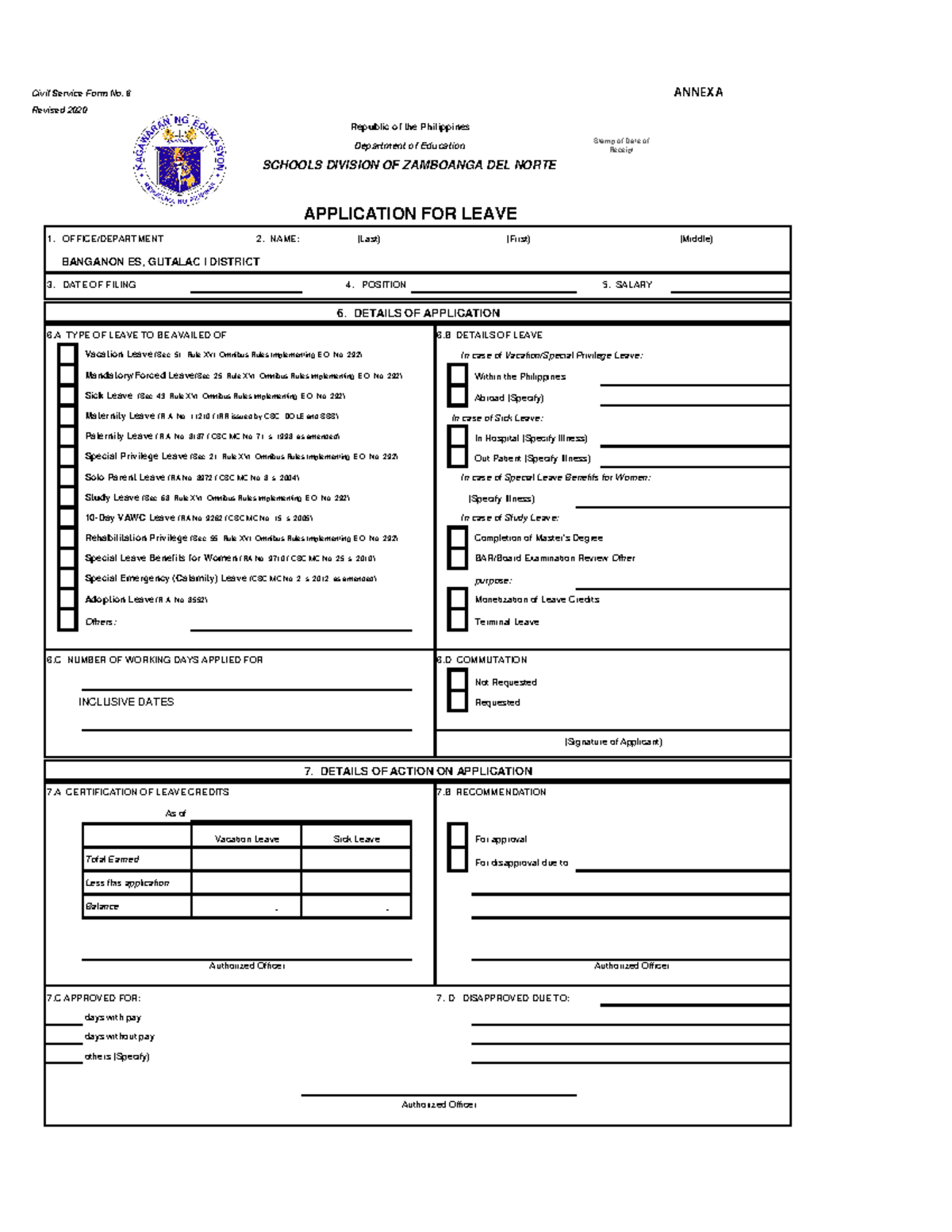 CS Form 6 - Revised Application for Leave Guidelines - Studocu