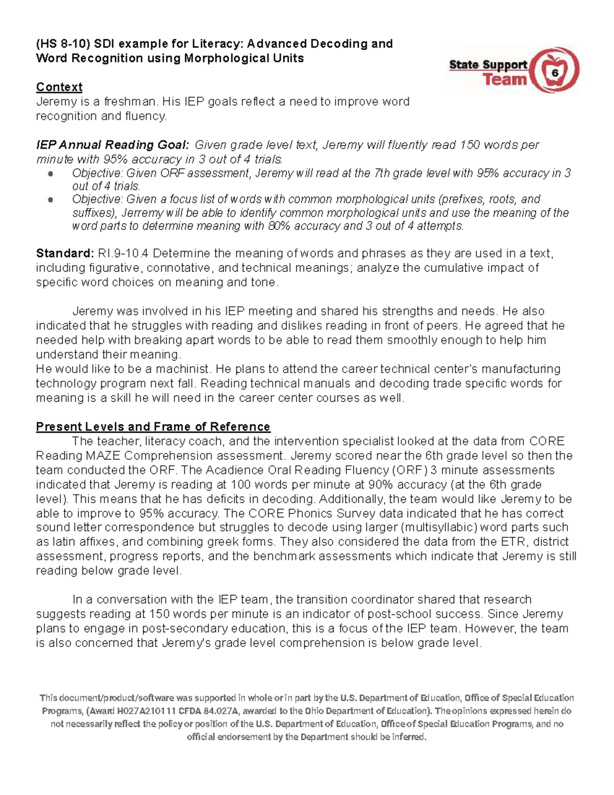 (HS SDI) Advanced Decoding & Word Recognition Strategies for Literacy ...