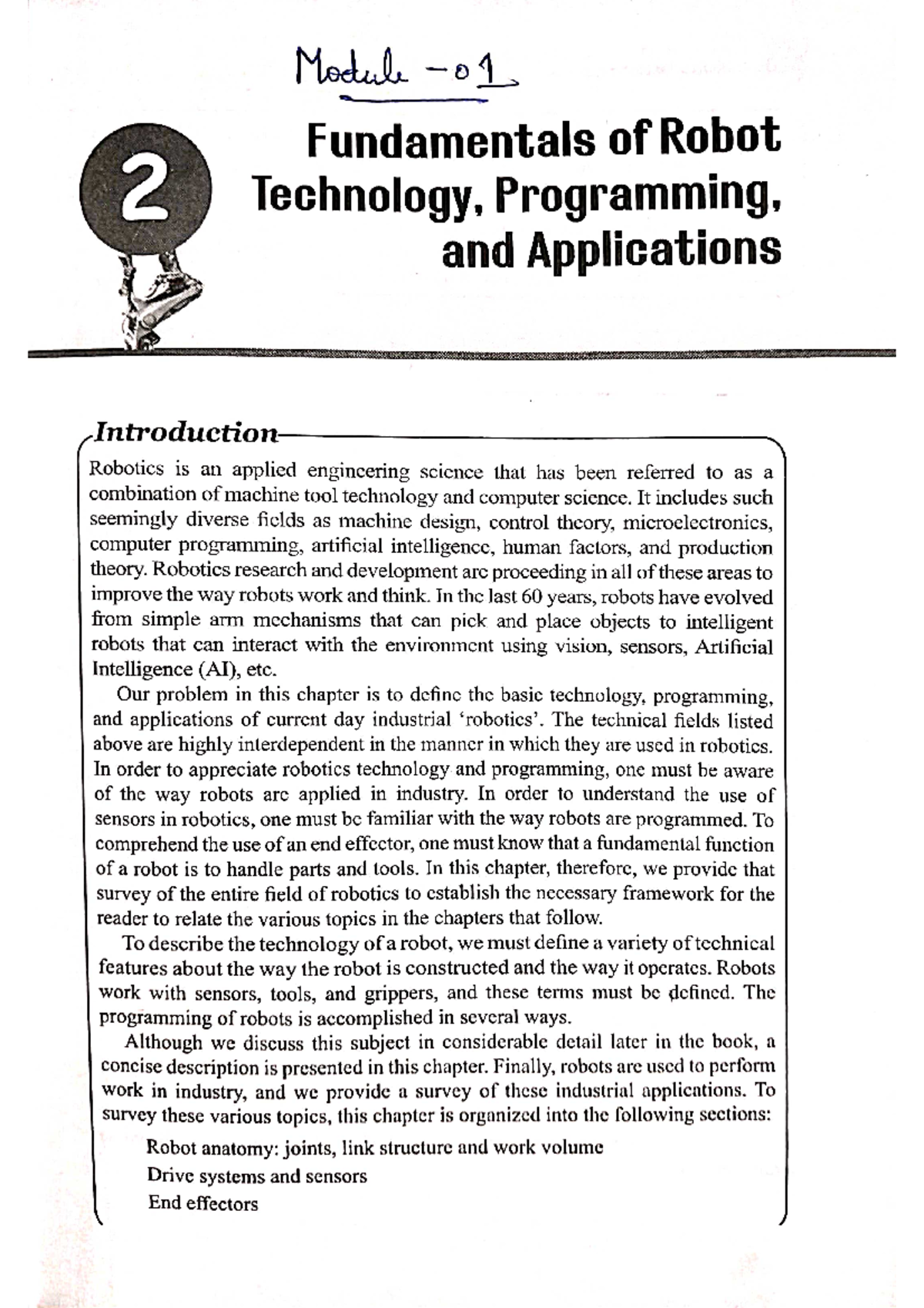 Robotics Module-01: Fundamentals of Technology, Programming ...