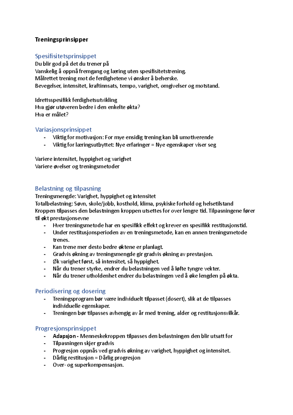 Treningsprinsipper: Notater om Spesifisitet, Variasjon & Progresjon ...