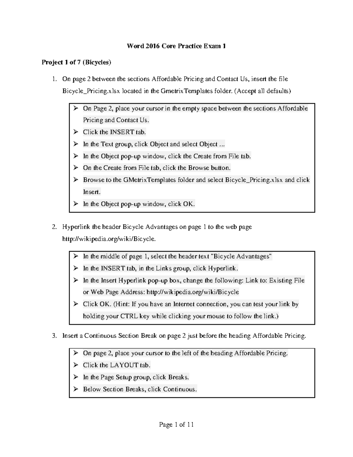 Word 2016 Core Practice Exam 1 - Projects for Mastery and Skills - Studocu