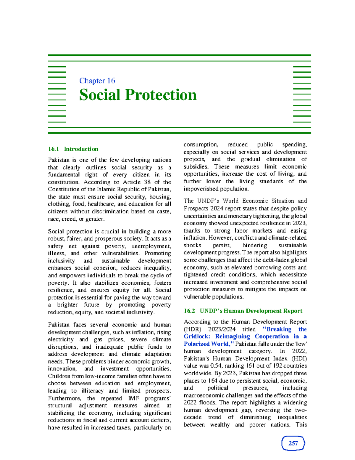 Chapter 16: Social Protection in Pakistan - Challenges and Initiatives ...