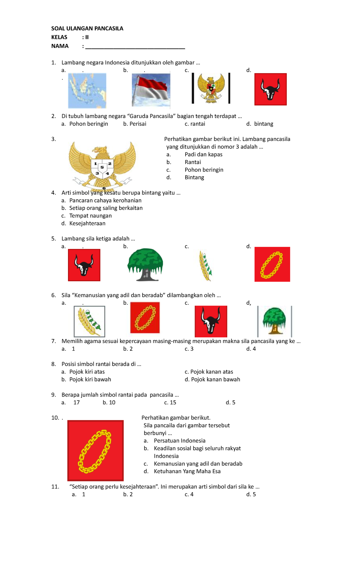 Latihan Soal Ulangan Pancasila Kelas II - Studocu